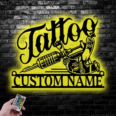 Custom Tattoo Artist Metal Wall Art Led Light Personalized Tattoo