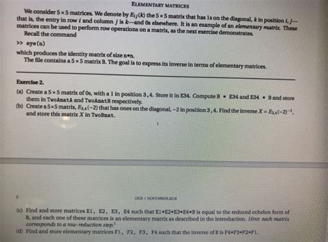solved elementary matrices we consider 5 x5 matrices we