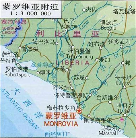 蒙罗维亚附近地图地形版 利比亚地图查询