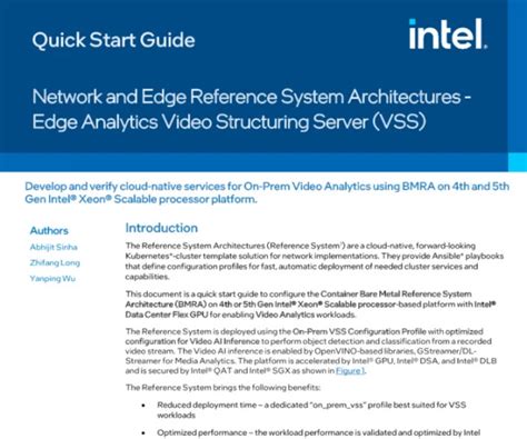Reference System Architectures Experience Kits Intel® Network Builders