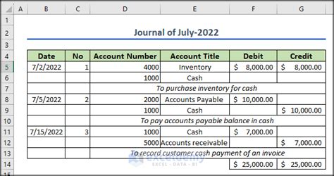 How To Create And Use Journal Entries In Excel Exceldemy