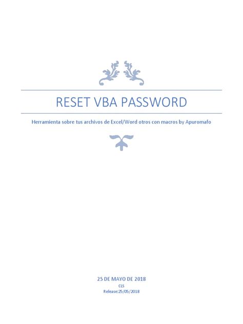 1652 Vba Password By Apuromafo Pdf Microsoft Excel Visual Basic Para Aplicaciones