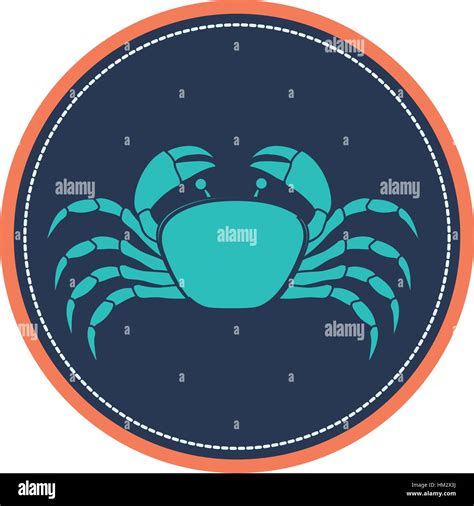 Circular Ornament With Crab Inside Vector Illustration Stock Vector