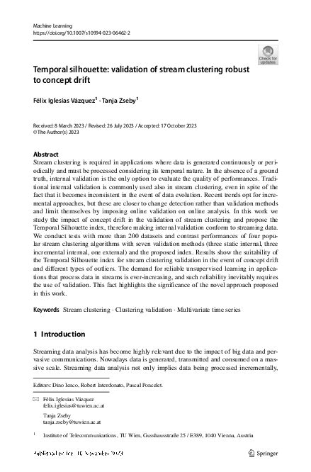 pdf temporal silhouette validation of stream clustering robust to
