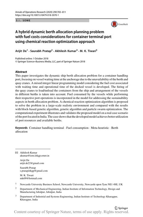 A Hybrid Dynamic Berth Allocation Planning Problem With Fuel Costs Considerations For Container