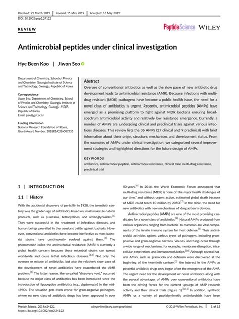 Antimicrobial Peptides Under Clinical Investigation Pdf Antimicrobial Resistance Microbiology