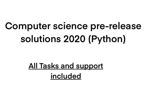 Computer Science A Level 9608 Pre Release Solutions May June 2020 Teaching Resources