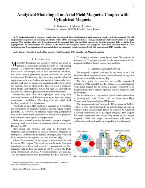Pdf Analytical Modeling Of An Axial Field Magnetic Coupler With