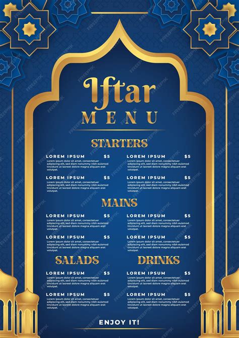 Premium Vector Realistic Iftar Menu Template