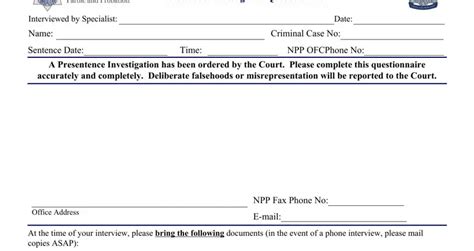 Presentence Investigation Report Pdf Form Formspal
