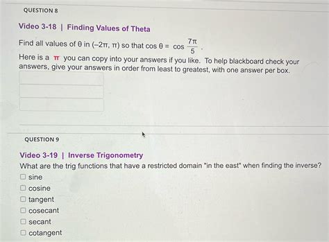 Solved Question 8 Video 3 18 Finding Values Of Theta Find All