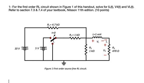 solved 1 for the first order rl circuit shown in figure 1