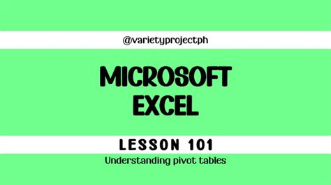 Excel Lesson 101 Understanding Pivot Tables Youtube