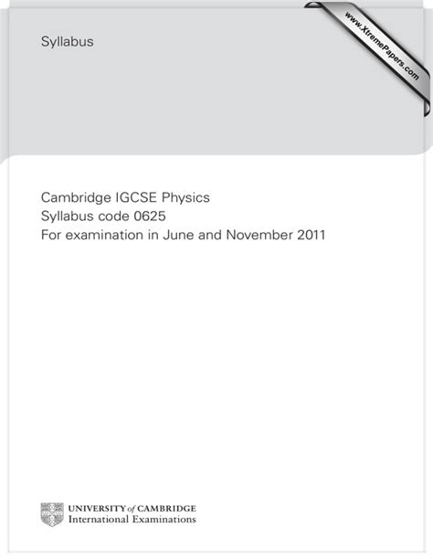Syllabus Cambridge Igcse Physics Syllabus Code 0625