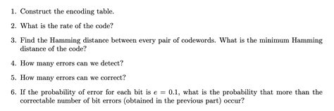 Solved Consider The Following Code With 2 Message Bits And 3