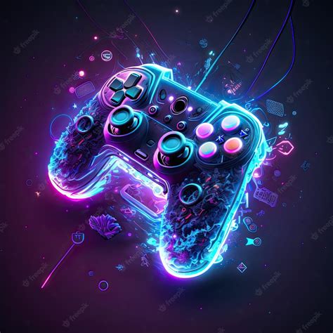 Premium Photo Abstract Neon Light Game Controller Artwork Design