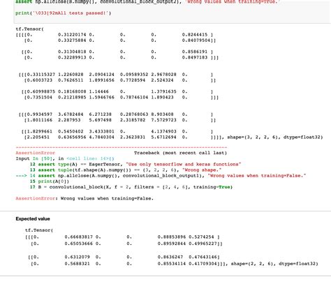 Week 2 Residual Networks I Get Assertionerror Wrong Values When