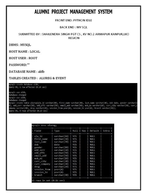 Alumni Project Management System Pdf Databases Information