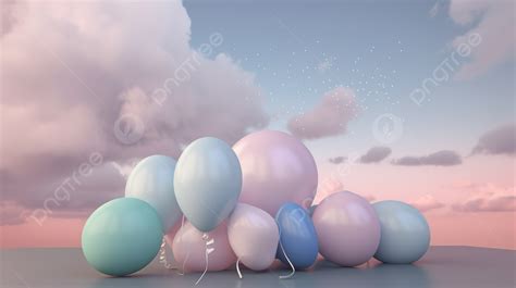 파스텔은 풍선 별과 구름이 있는 3d 렌더링된 하늘을 꿈꿉니다 자장가 좋은 꿈 꿔 안녕히 주무세요 배경 일러스트 및 사진 무료 다운로드 Pngtree