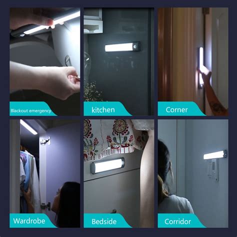 Led 조명 제어 인체 감지 긴 Led 야간 조명 충전 옷장 조명 주방 복도 밝은 색상 따뜻한 빛 크기 600mm