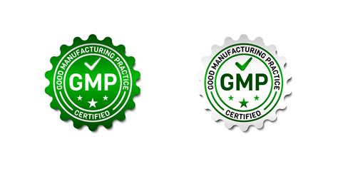 Gmp Good Manufacturing Practice Certified Label With Star And Check
