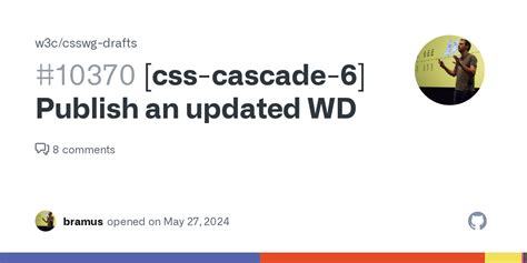Css Cascade 6 Publish An Updated Wd · Issue 10370 · W3ccsswg Drafts · Github