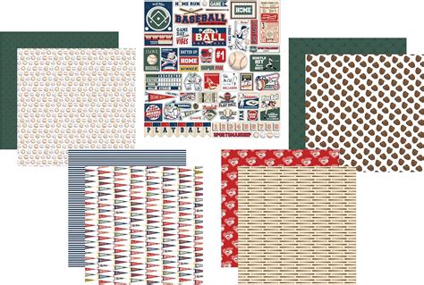 Trendzeen Baseball Scrapbook Paper 12x12 Decorative