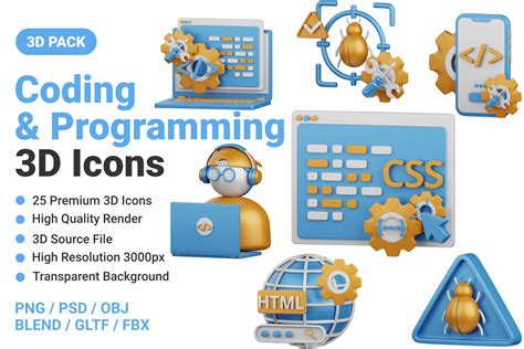 Premium Programming And Coding 3d Illustration Pack From Design