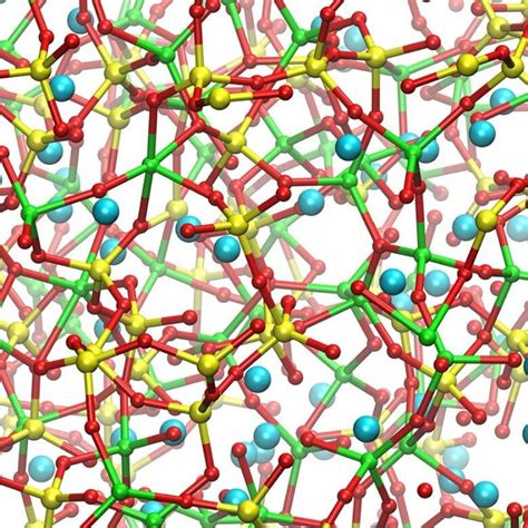 Ball And Stick Model Of An Yttrium Aluminosilicate Glass Structure The