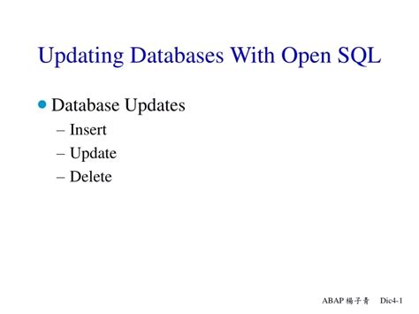 Ppt Updating Databases With Open Sql Powerpoint Presentation Free