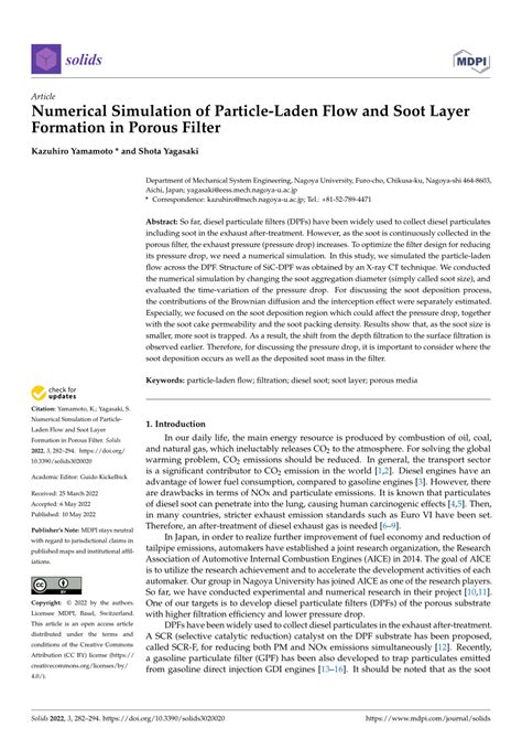 pdf numerical simulation of particle laden flow and soot layer