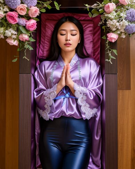 0 Sleeping Beauty Funeral Coffin Pose Satin Mauv By Huatkuay On