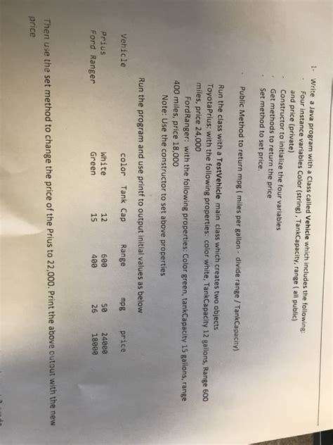 Solved Write A Java Program With A Class Called Vehicle Chegg