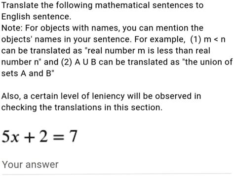 Translate The Following Mathematical Sentences To English Sentence