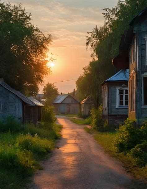 Evening Summer A Quiet Village … — Image Created In Shedevrum
