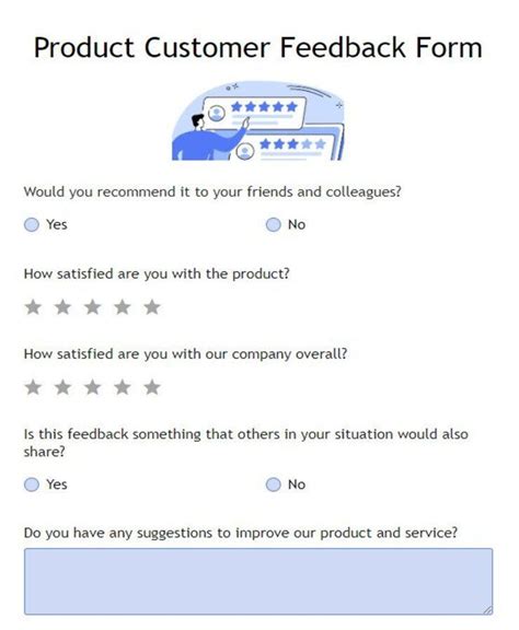 Product Customer Feedback Form Template 123formbuilder