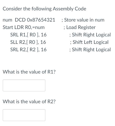 Solved Consider The Following Assembly Code Num Dcd