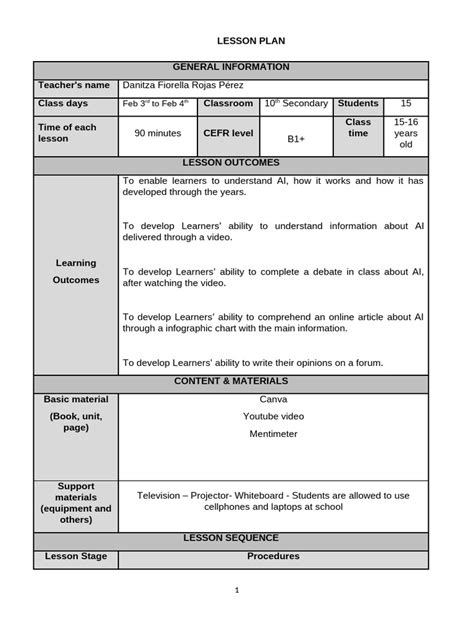 Lesson Plan Ai Pdf Vocabulary Word
