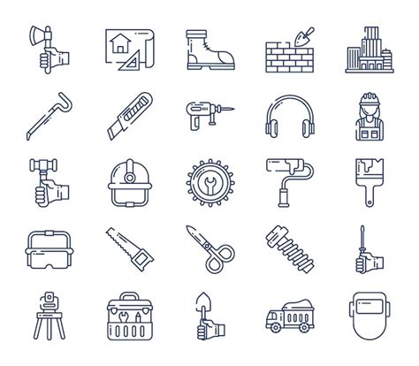 Premium Vector Construction And Engineering Tools Icon Set