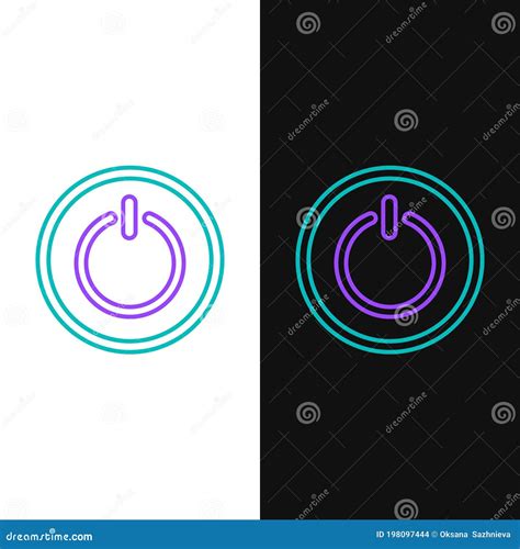 Line Power Button Icon Isolated On White And Black Background Start