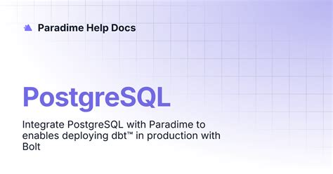Postgresql Paradime Help Docs