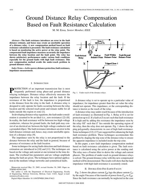 Pdf Ground Distance Relay Compensation Based On Fault Resistance Calculation