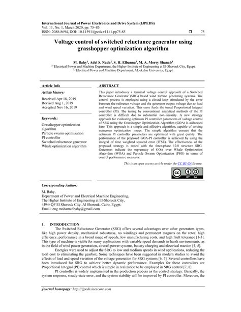 Pdf Voltage Control Of Switched Reluctance Generator Using