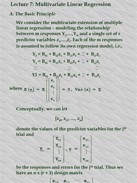 007 Multivariate Linear Regression Pdf Errors And Residuals Ordinary Least Squares