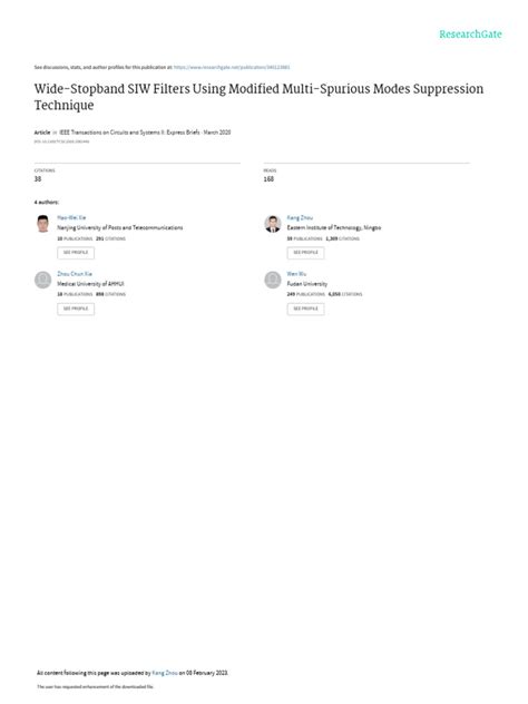 Wide Stopbandsiwfiltersusingmodifiedmulti Spuriousmodessuppressiontechnique Pdf Resonance