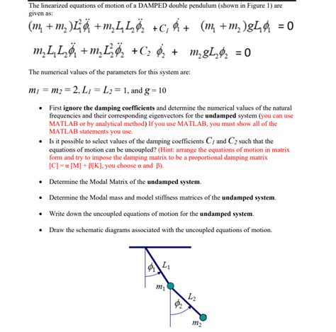 Solved The Linearized Equations Of Motion Of A Damped Double