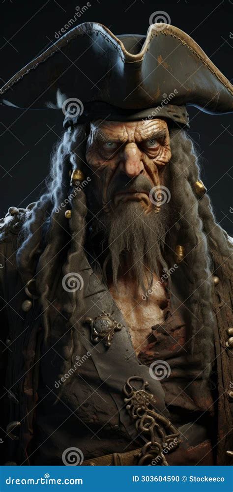 Inventive Character Design Old Age Pirate With Long Red Hair Stock Illustration Illustration