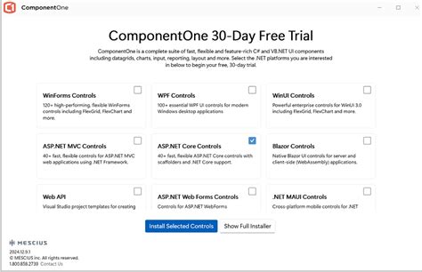 Installation Aspnet Core Mvc Controls Componentone