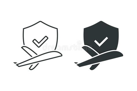 Plane With Shield Checklist Icon Illustration Vector Stock Illustration Illustration Of Line