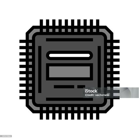 Microcontroller Electronic Component Color Icon Vector Illustration Stock Illustration